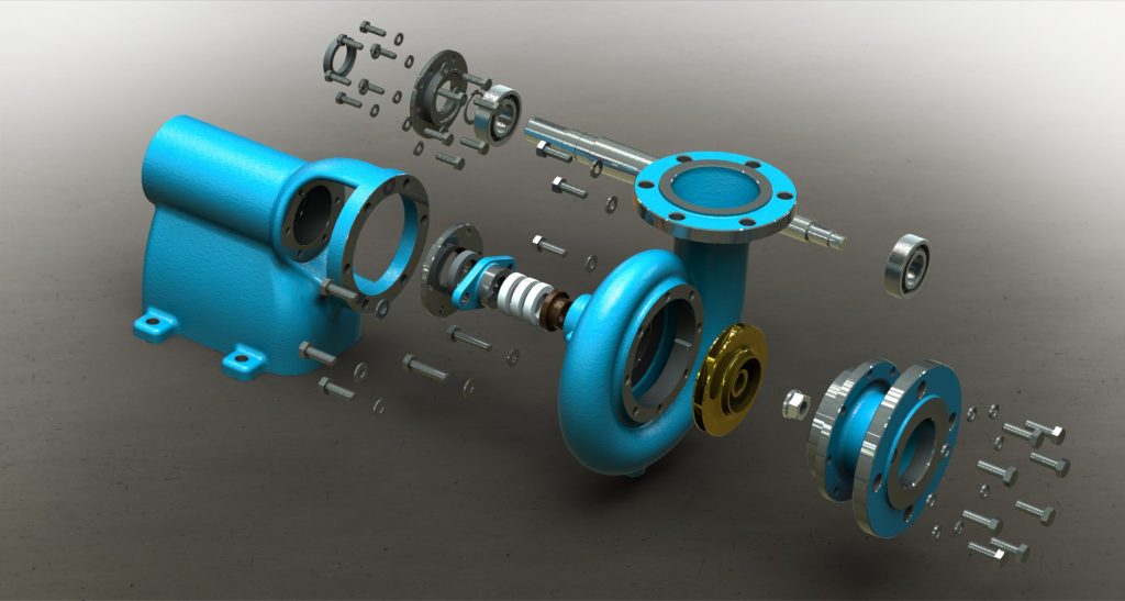 Blocos FP 3D: Bomba Centrífuga 3D – Blocos CAD Fábrica do Projeto